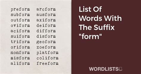 List Of Words With The Suffix Form