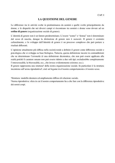 Riassunto Questioni Di Genere Docsity