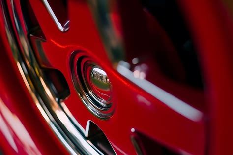 Closeup Detail Of Red Aluminum Car Wheel Neural Network Ai Generated Premium Ai Generated Image