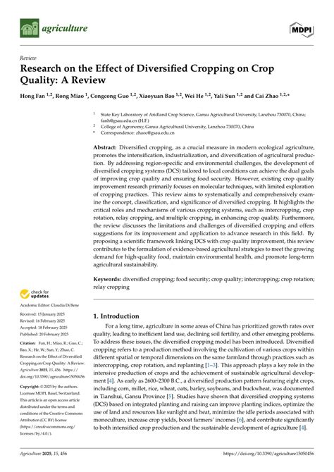 (PDF) Research on the Effect of Diversified Cropping on Crop Quality: A Review
