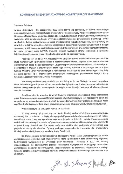 Porozumienie w sprawie powołania Międzyzwiązkowego Komitetu Protestacyjnego Związek Zawodowy