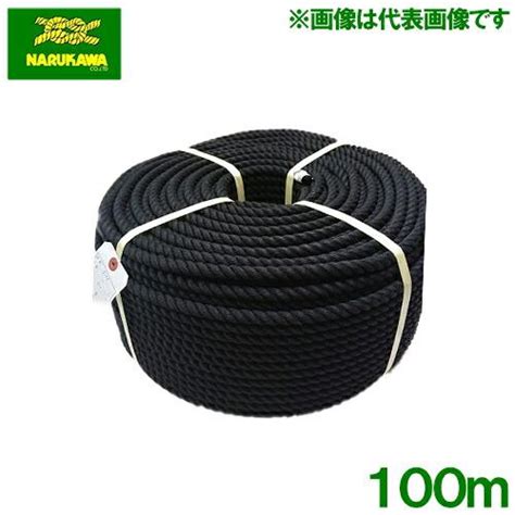 クレモナロープ カラーロープ 黒 Φ4mm100m ビニロンロープ 多用途 荷縛り キャンプ テント 命綱 生川 kuremona