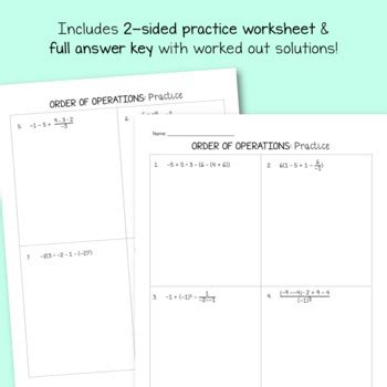 Order Of Operations Differentiated Guided Notes And Practice Algebra 1