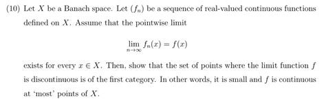 Solved 10 Let X Be A Banach Space Let Fn Be A Chegg