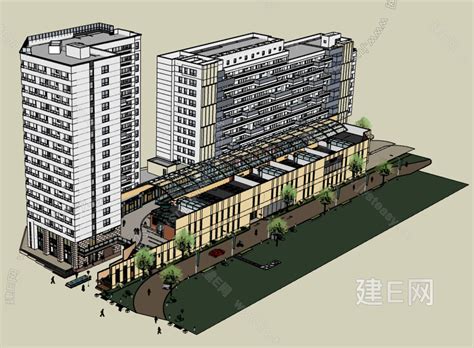 现代风格商住楼模型SU模型下载 ID 108872398 建e网su模型