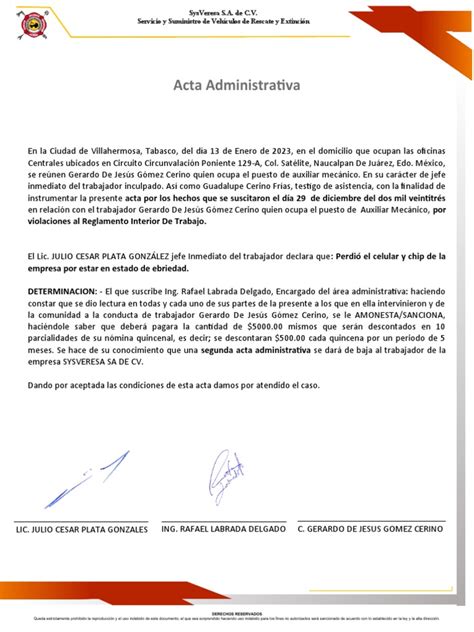 Acta Administrativa Pdf