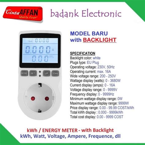Jual Ac Digital Energy Meter Kwh Watt Voltage Ampere Frequency Pf