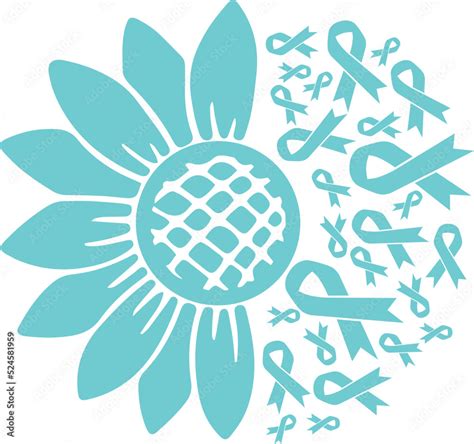 Sunflower Addiction Recovery Turquoise Ribbon Vector Epsaddiction