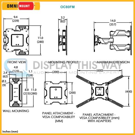 OmniMount Medium Full Motion TV Wall Mount Classic Series OC FM