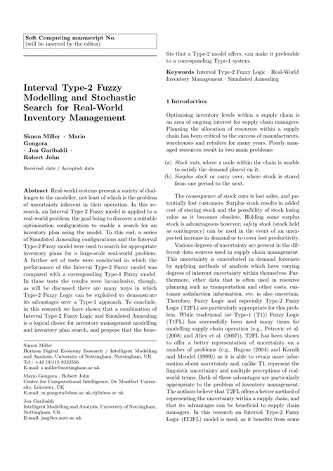 Pdf Interval Type Fuzzy Modelling And Stochastic Search For Real