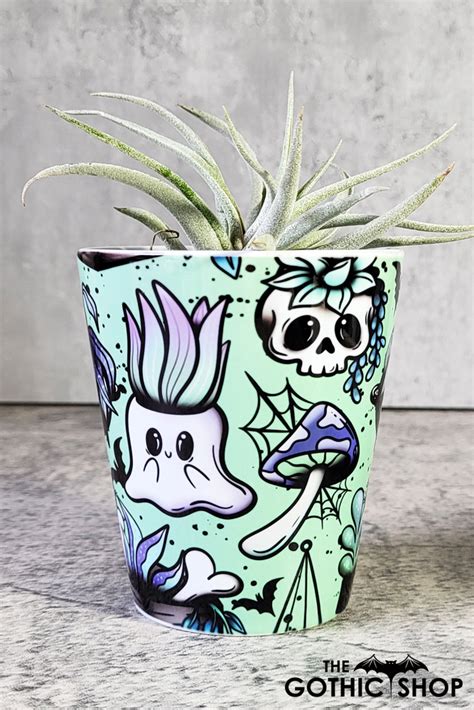 Spooky Planters Green Gothic Halloween Plant Pot Gothic Plant Pot