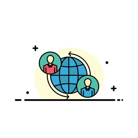 Connected Connections User Internet Global Business Flat Line Filled Icon Vector Banner Template