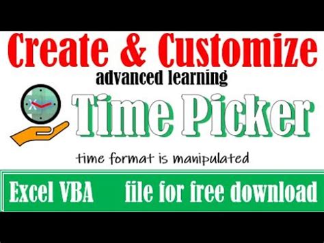 Create And Customize Time Picker In Excel Youtube