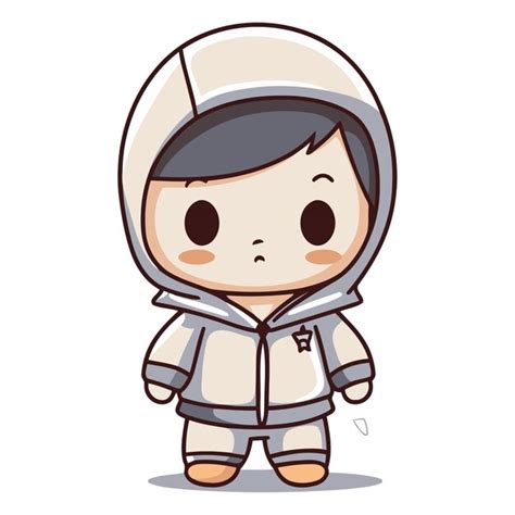 Мальчик астронавт персонаж мультфильма на белом фоне Премиум векторы