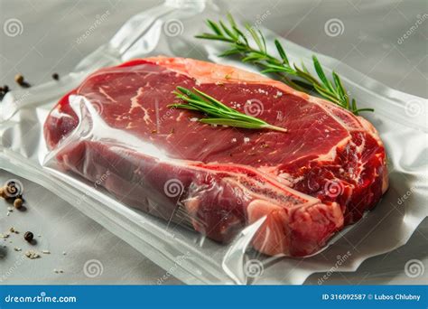 Fresh Raw Beef Ribeye Steak Sealed In Vacuum Stock Illustration