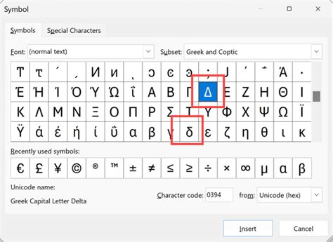 How To Insert Delta Symbol Δ Or δ In Excel