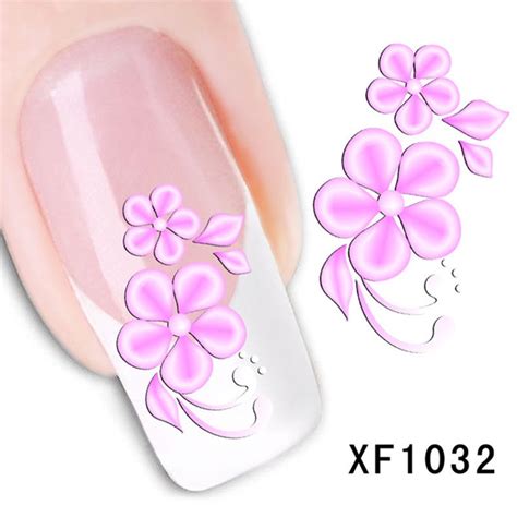 Pcs Fashion Watermark Pink Flower Nail Art Decals Decorations DIY Nail Stickers Wraps Acrylic