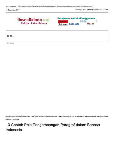 10 Contoh Pola Pengembangan Paragraf Dalam Bahasa Indonesia Pdf