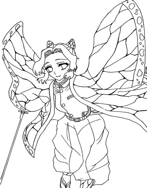 Chibi Shinobu Kocho Coloring Page Anime Coloring Page