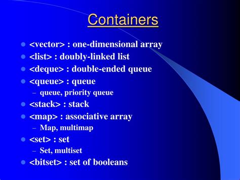 Ppt Introduction To Understanding Containers And Algorithms In C