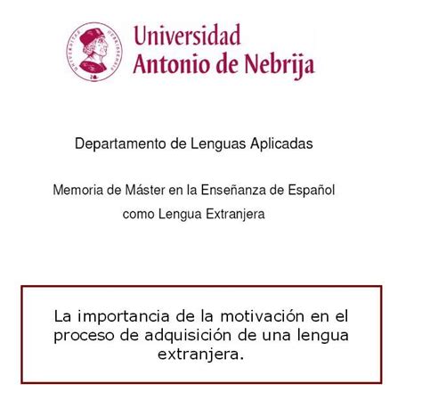 Importancia De La Motivación En El Aprendizaje De Idiomas Ebook