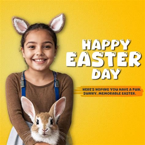 Premium Photo Happy Easter Day A Girl With A Bunny And A Rabbit On