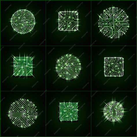 Premium Vector Set Of Vector Technology Cpu Designs With Square And
