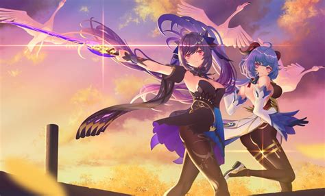 Ganyu Keqing And Keqing Genshin Impact Drawn By Yuanxp1447998769
