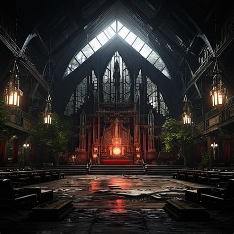 Premium Photo Chruch Interior Illustration Night
