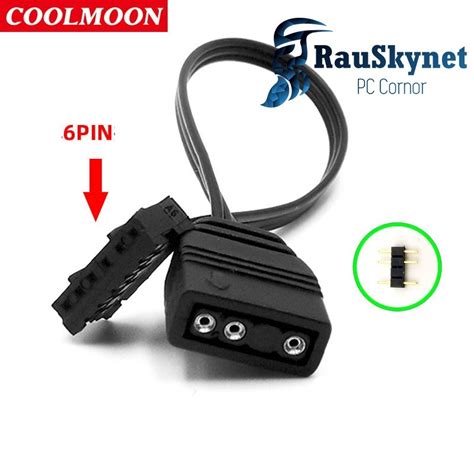 4pin 6pin To 5v Argb 3pin Conversion Cable Coolmoon Shopee