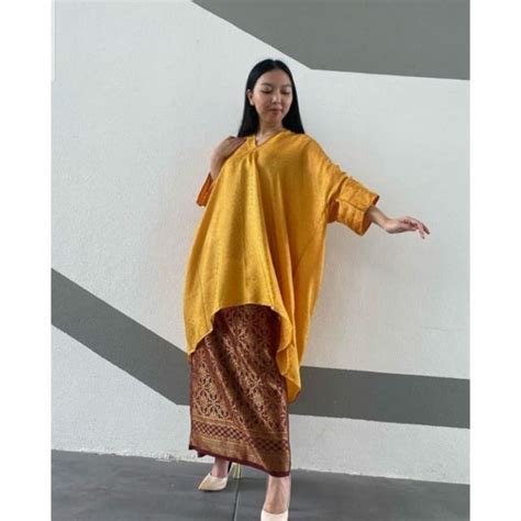 One Set Set Tunic Kaftan Viscosekain Songket Songket Tenun☑️set