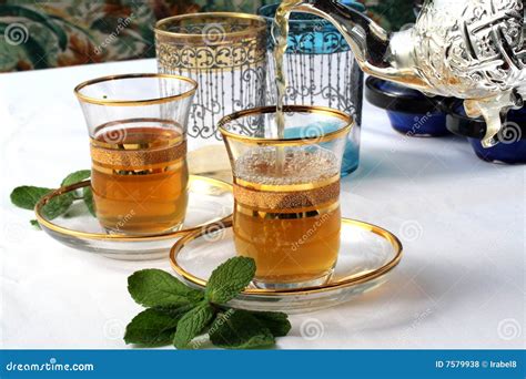 Tè Marocchino Tradizionale Della Menta Fotografia Stock Immagine Di