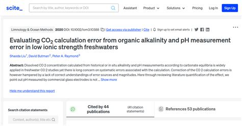 Evaluating Co 2 Calculation Error From Organic Alkalinity And Ph Measurement Error In Low Ionic