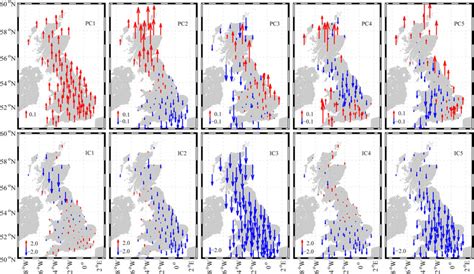 Spatial Responses For The Five Pcs The First Row And Ics The Second