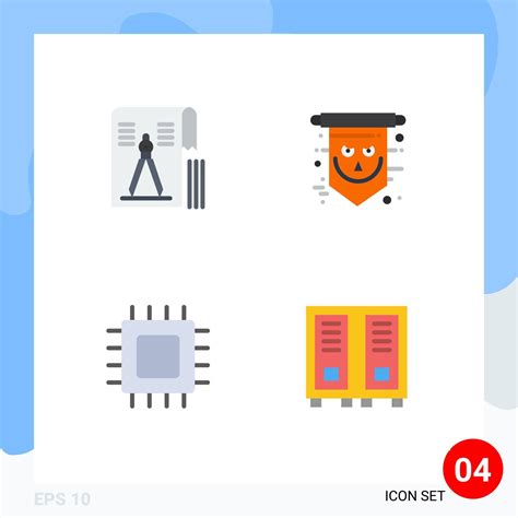 Mobile Interface Flat Icon Set Of 4 Pictograms Of Compass Spooky