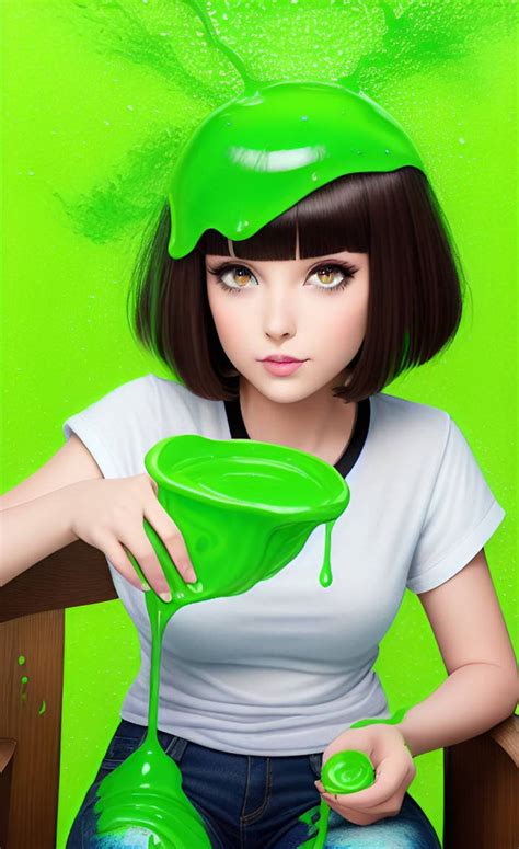 Ai Brunette With A Bob Haircut And Bangs Slimed By Theslimer On Deviantart