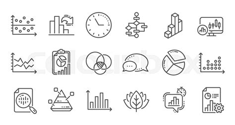 Charts And Graphs Line Icons Infochart Block Diagram And Algorithm