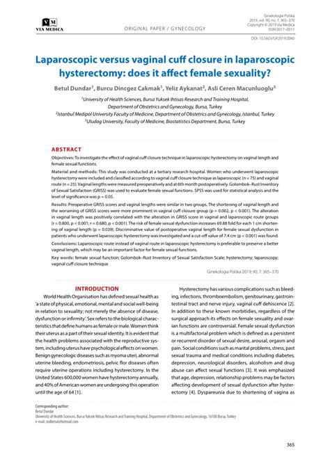 Pdf Laparoscopic Versus Vaginal Cuff Closure In Laparoscopic