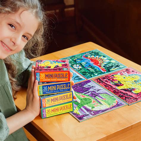 Eeboo Mini Puzzles Dinosaur Assortment Growing Tree Toys