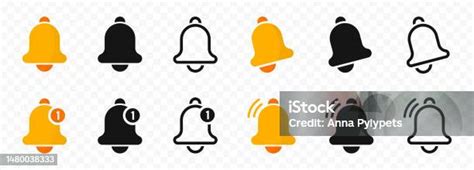 알림 벨 벡터 아이콘 세트입니다 들어오는 메시지 기호입니다 새 메시지 Notofication 아이콘 모음입니다 알람 기호입니다 개체 그룹에 대한 스톡 벡터 아트 및 기타