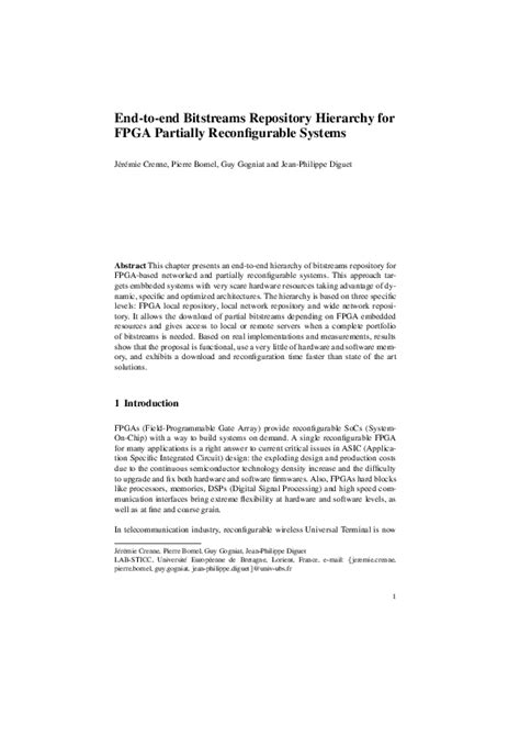 Pdf End To End Bitstreams Repository Hierarchy For Fpga Partially