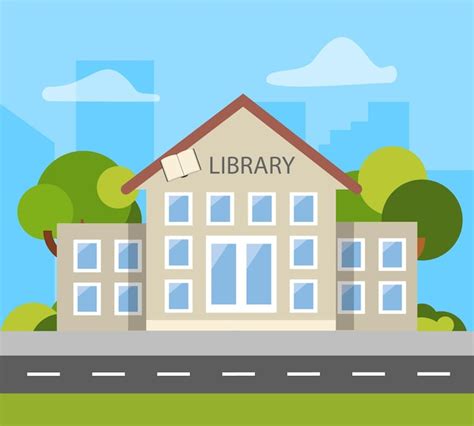 도서관 건물 벡터 일러스트 레이 션 프리미엄 벡터