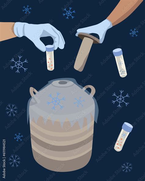 Vector Isolated Illustration Of Sperm And Egg Freezing Sperm Donation