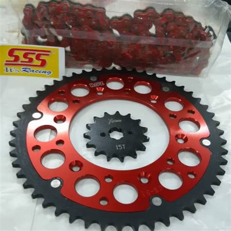 Jual Gear Gir Set Crf 150 L Crf 230 Roz Rantai Sss 520 46 48 49 50 51 T Shopee Indonesia