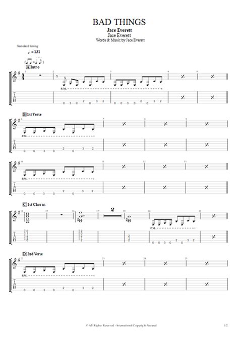 Tablature Bad Things De Jace Everett Guitar Pro Full Score Mysongbook