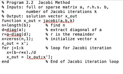 solved jacobi method use the matlab function jacobi m to