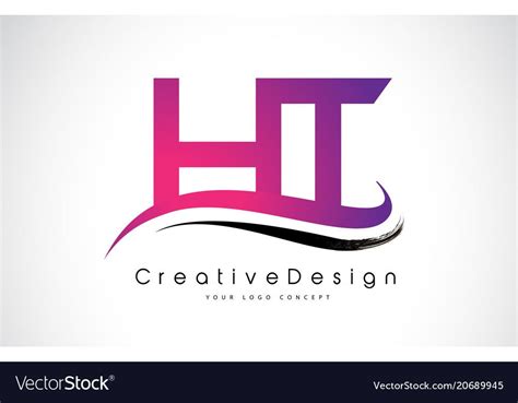 Ht H T Letter Logo Design Creative Icon Modern Vector Image On VectorStock Letter Logo Design