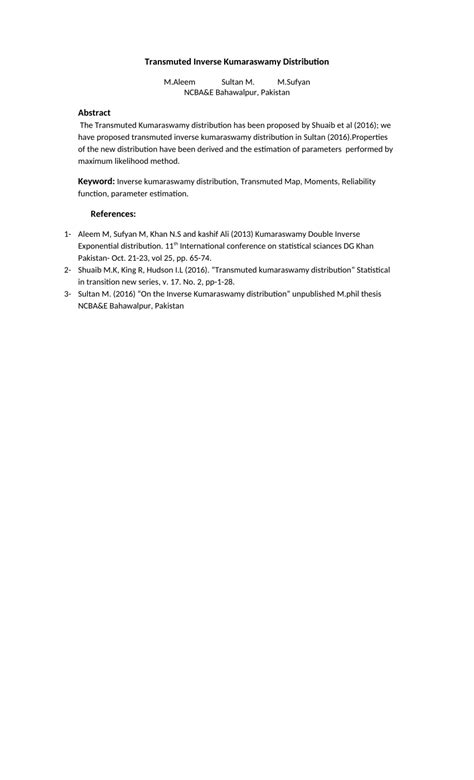 Pdf Transmuted Inverse Kumaraswamy Distribution