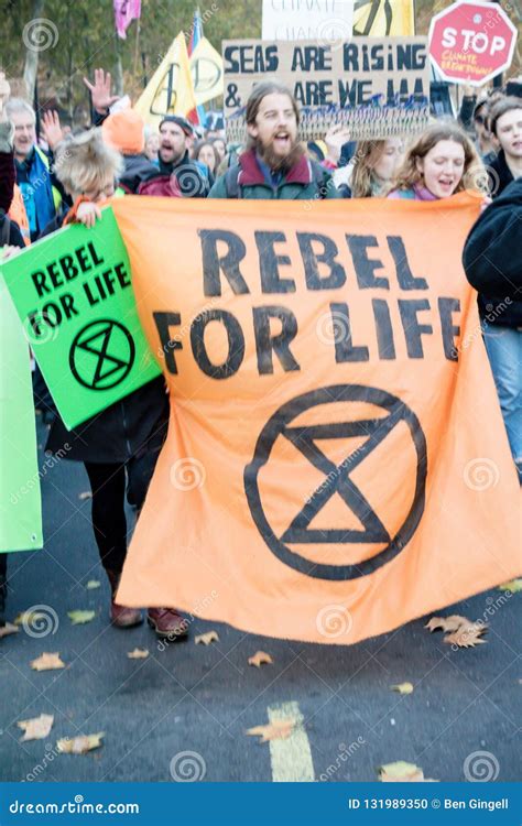 Extinction Rebellion Protesters On Westminster Bridge London Editorial