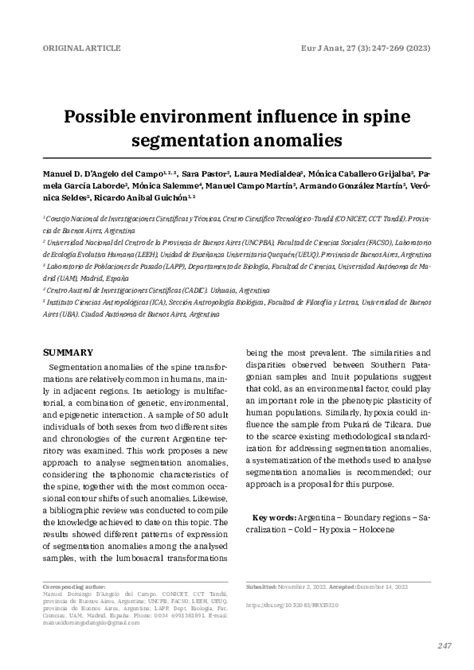 Pdf Possible Environment Influence In Spine Segmentation Anomalies